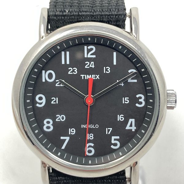 Timex Weekender Watch Men 38mm Silver Tone Indiglo Black Nylon Band New ...