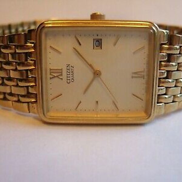 RARE SUPERB Vintage Men's Citizen 6010-S51482 Gold Plated TANK Watch ...