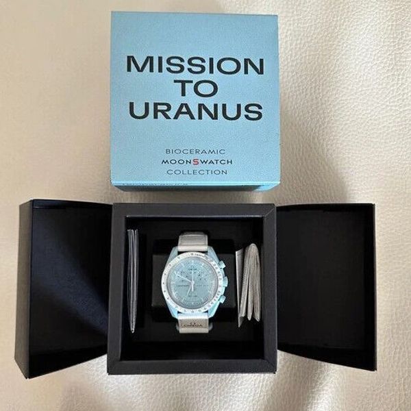 Omega x Swatch Bioceramic Moonswatch Mission to Uranus watch baby blue ...