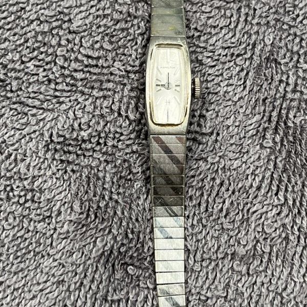 RARE 'Silver Baby" Hamilton Slim Rectangle 10K RGP Watch 915577 ...