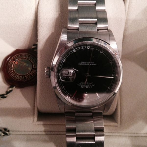FS: Rolex Oyster Datejust (black dial), steel, D Serial number ...