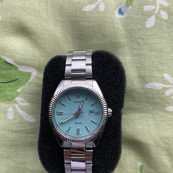 Casio WR50M Turquoise Dial Watch Stainless Steel Water Resistant 50m ...