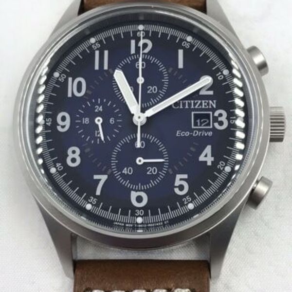 Mens Citizen Eco-Drive Chronograph Leather Strap Watch CA0621-05L B612 ...