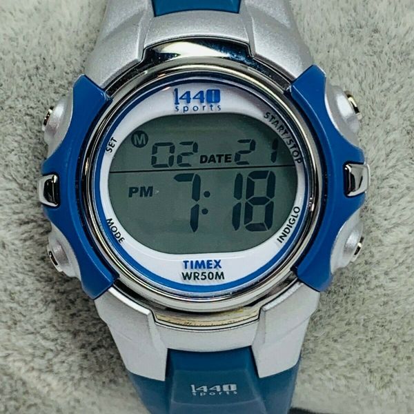 Women's Timex I440 Sports Watch T5J131 Blue WR 50M Indiglo, Silicone ...