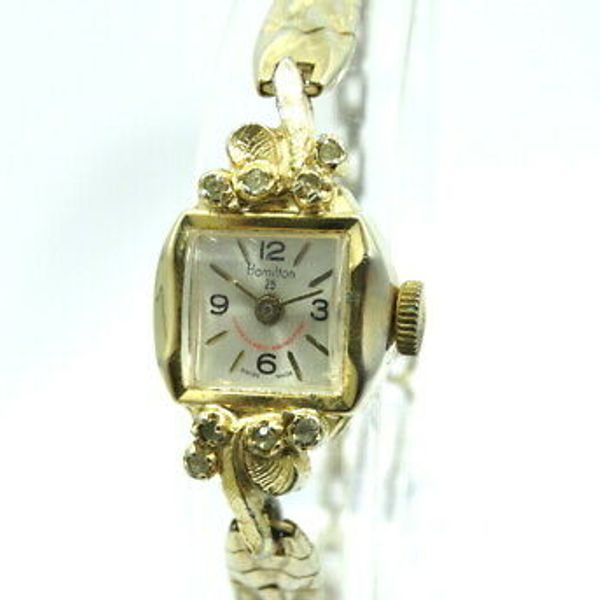 Vintage Ladies HAMILTON 25 Gold Toned Hand winding Swiss Cal. 5001 ...