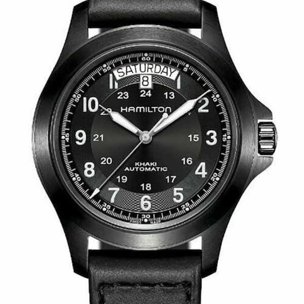 NEW HAMILTON KHAKI KING AUTOMATIC 40MM BLACK DIAL BLACK PVD CASE ...