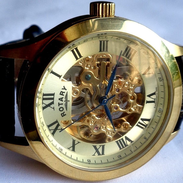 Rotary Men's Skeleton Movement Automatic Gold Plated Watch. GS00112 ...