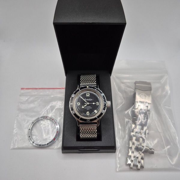 Vostok Amphibia 420 with Upgraded Bezel and Mesh Bracelet Located in U ...