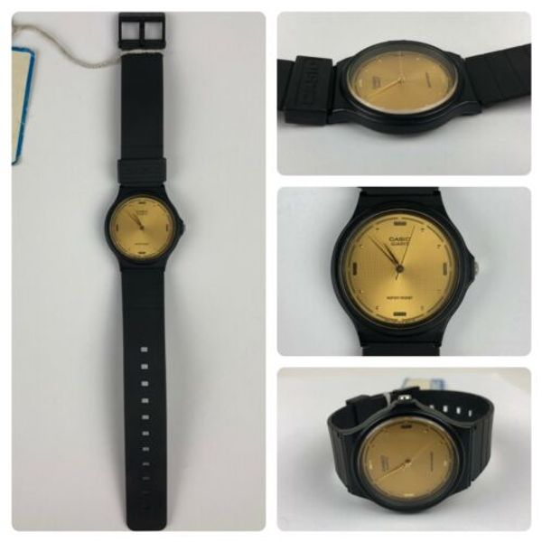 Vintage Casio Quartz 705 MQ-76 Analog Black Strap Gold Face Watch | WatchCharts Marketplace