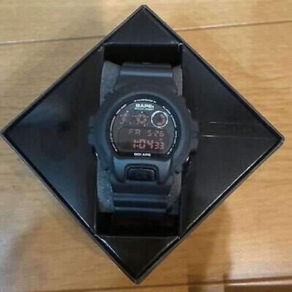 Casio G-Shock × A Bathing Ape Bape DW-6900 BLACK Quartz Men's Digital ...