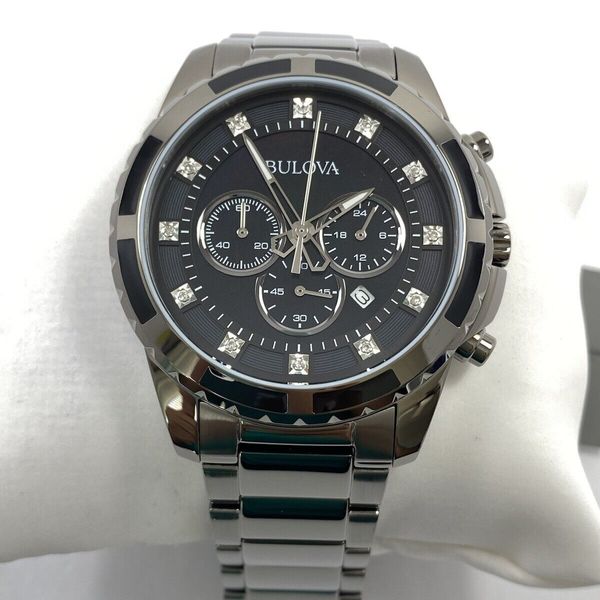 Bulova Chronograph Diamonds Quartz MOP Dial Stainless Steel Men's Watch ...
