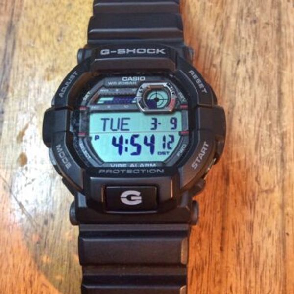 MENS XL CASIO GD 350 VIBE ALARM BLACK LCD G SHOCK WATCH 3403 MODULE ...