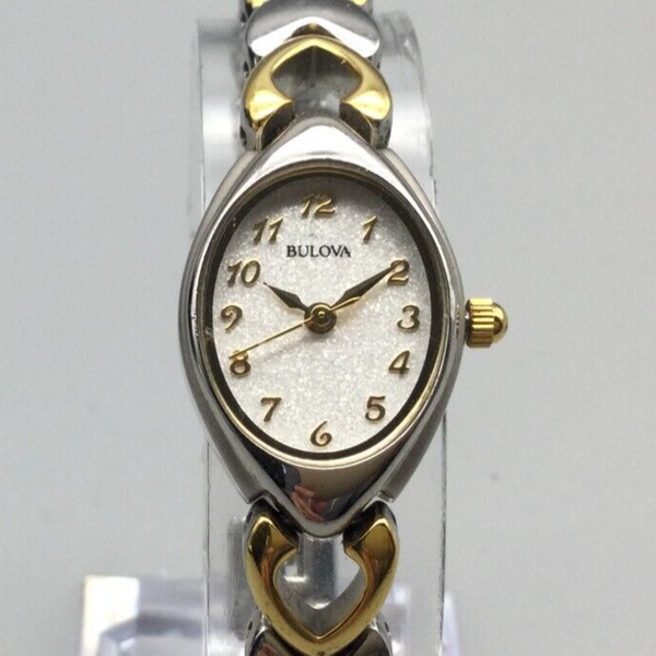 Bulova Watch Women Silver Gold Two Tone Heart Band Glitter Dial New ...