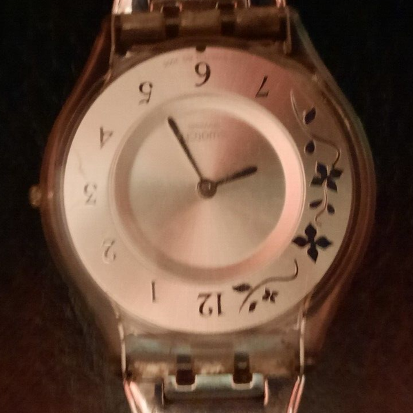 Vintage Woman's Swatch Watch Climber Flowery Grey Metal Band New ...