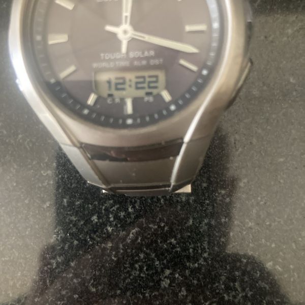 Casio Wave Captor Vintage Solar-Powered Watch World Time New Battery ...