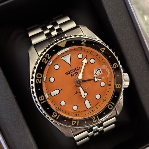 Seiko 5 Five Sports SSK005 GMT Automatic Watch 100 Meter Orange Dial ...