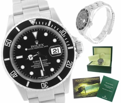 2010 ENGRAVED Rolex Submariner Date 16610 T Stainless Dive Watch SEL ...
