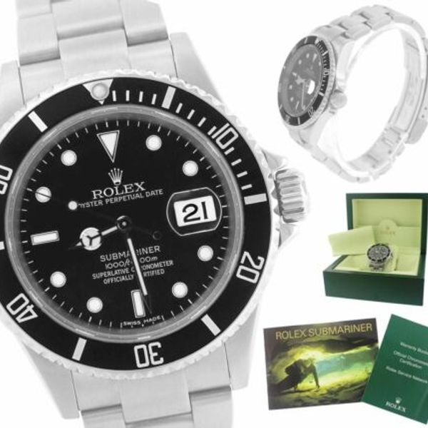 2010 ENGRAVED Rolex Submariner Date 16610 T Stainless Dive Watch SEL ...