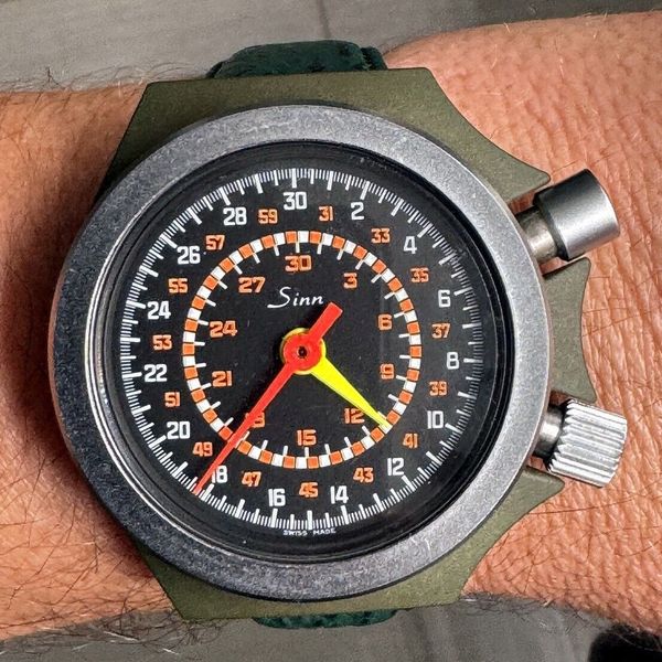 ULTRA RARE SINN STOPWATCH NORYL LARGE 48mm CASE MANUAL WIND MINT ...
