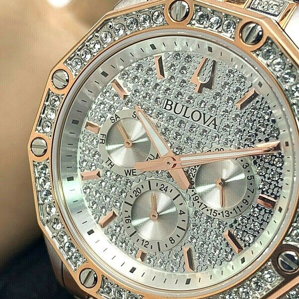 Bulova Men's Watch 98C133 Octava Two Tone S. Steel Quartz Swarovski ...