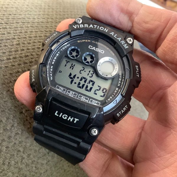 Casio W-735H mens lcd alarm chronograph watch new batt good shape ...