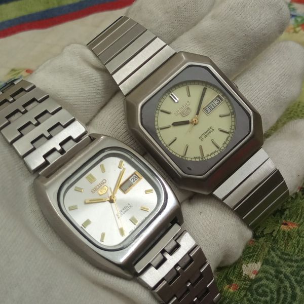 Lot Of 2 Vintage Seiko 6309 / 6349 Automatic Day/Date Square Shape Men ...