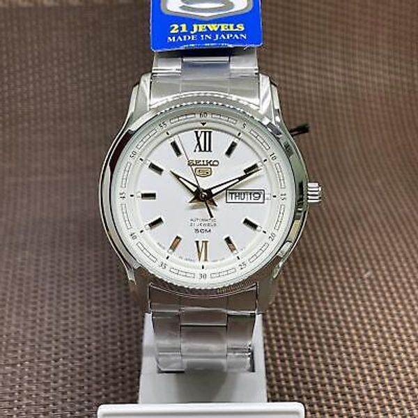 Seiko 5 SNKP15J1 Automatic Japan Made Stainless Steel White Analog Men ...
