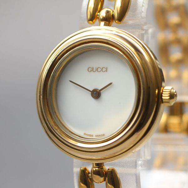 [Exc+5] Gucci 11/12.2 Change Bezel White Dial Qz Women's Watch From ...