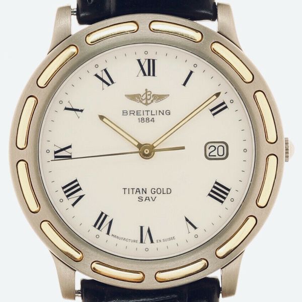 Breitling 8670 Date Titanium&18K Men’s Quartz Courtesy Watch 7j ETA 955 ...