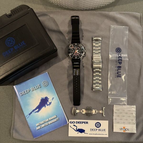 Deep Blue DEPTHMETER Dive Watch 200M Analog CIB VERY RARE NEAR MINT ð ...