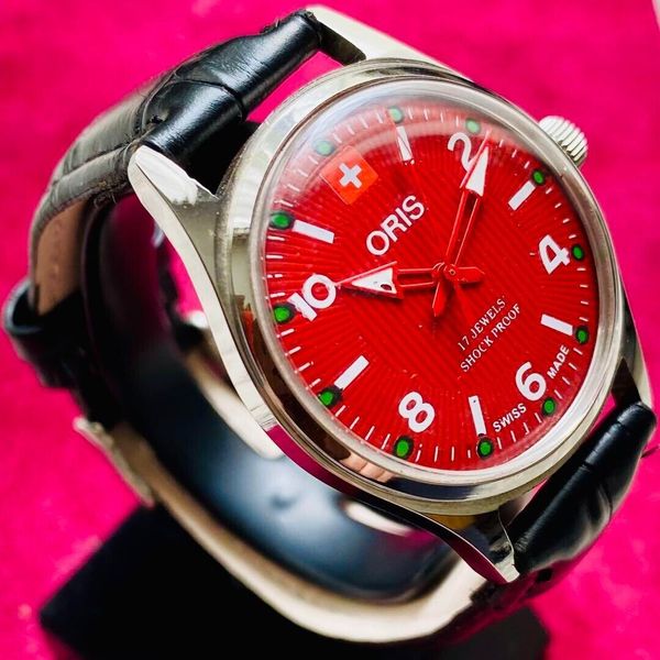 ORIS Vintage Mechanical Hand Wound Men's Watch Red dial Red hand from ...