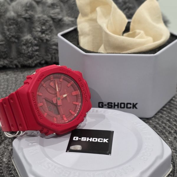 Casio OAK G-Shock GA2100-4 A 48.5mm Red Carbon Resin Case with Red ...