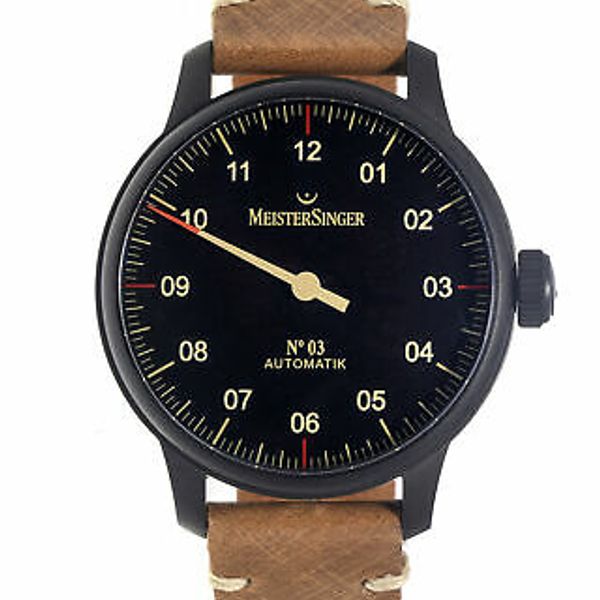 Meistersinger No 3 Black Line Black DLC Automatic Men's Watch AM902BL ...