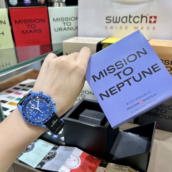 Omega x Swatch MoonSwatch speedmaster Mission To Neptune Watch with Box ...