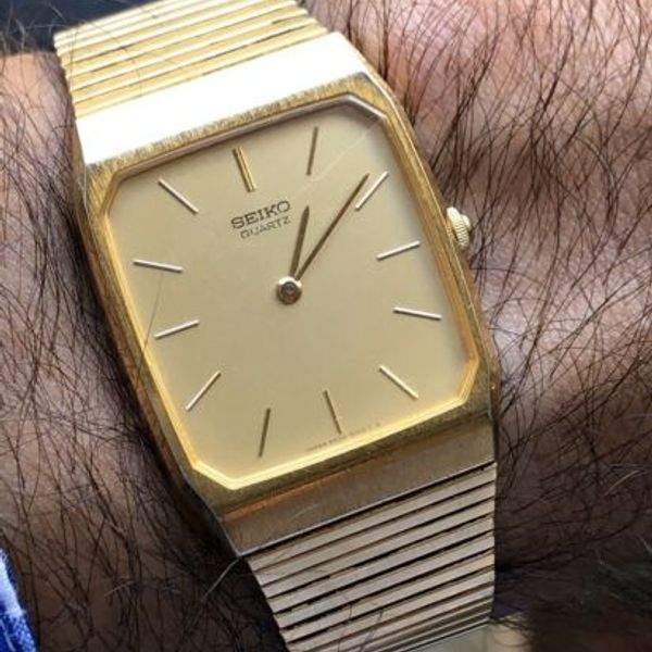 Vintage Seiko 6530-5080 Men Gold Tone Barrel Analog Quartz Watch Hour ...