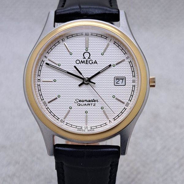 Vintage Omega Seamaster White Dial 1425 Date Quartz Men's Swiss Watch ...