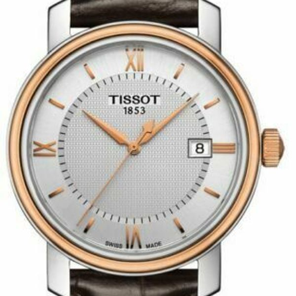 Tissot T097.410.26.038.00 Bridgeport Silver Gold Dial Brown Leather Mens Watch | WatchCharts ...