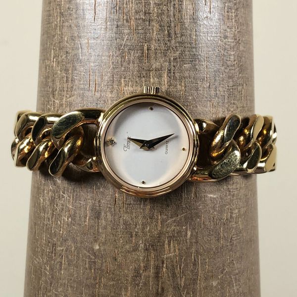 Vintage Timex Women Dress Gold Chain Tone Bracelet 22mm Quartz Analog ...