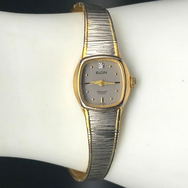 Vintage Ladies Elgin EK601-007 5Y30 Gold Tone Diamond Quartz Watch ...