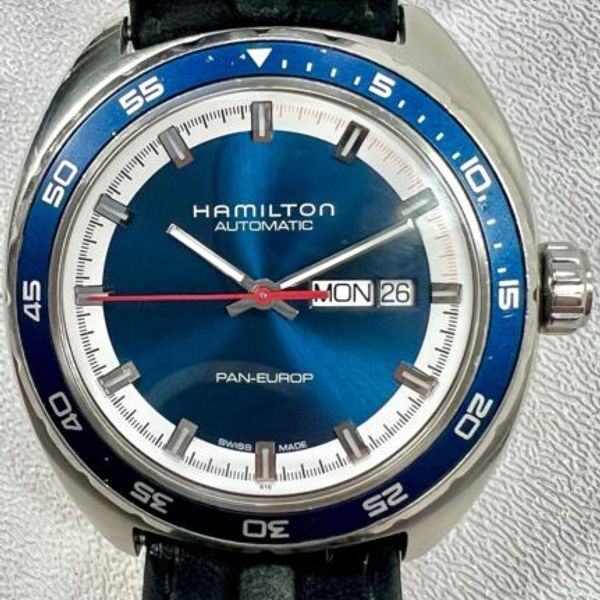 Hamilton Pan-Europ Blue Dial Men's Automatic Watch Leather H354050 NO ...
