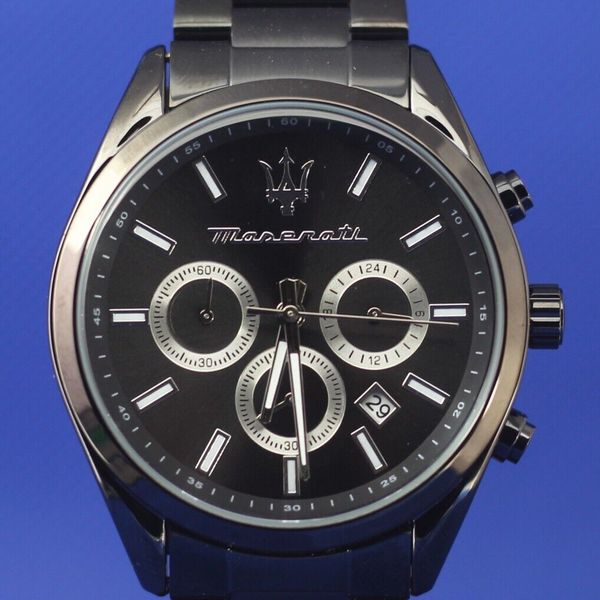 Luxury Maserati Chronograph Black Dial With Date Quartz Men's Watch All ...
