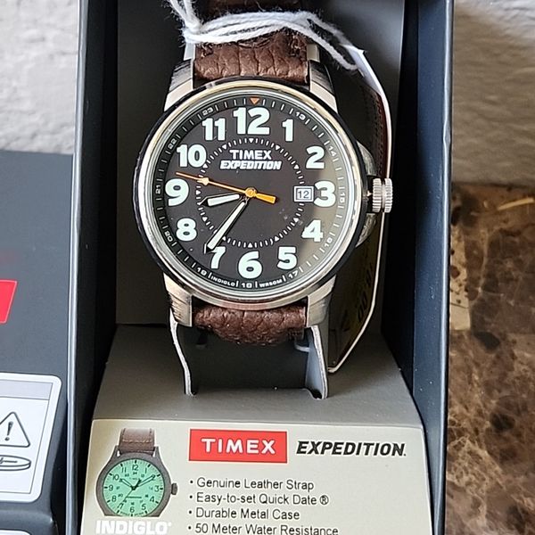 Timex T44921 Men's Expedition Field Indiglo Classic Analog Brown Leather Watch | WatchCharts ...