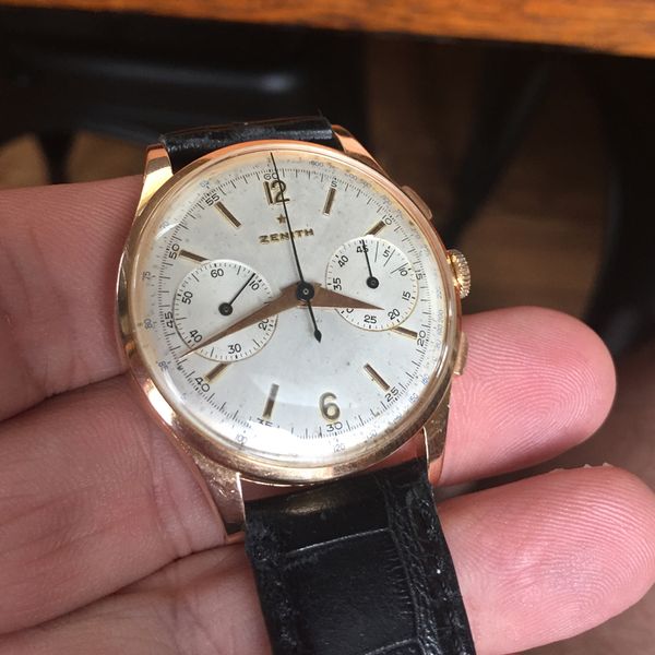 Vintage Zenith 18k solid rose gold Chronograph, Ref 19518, Cal 156 ...