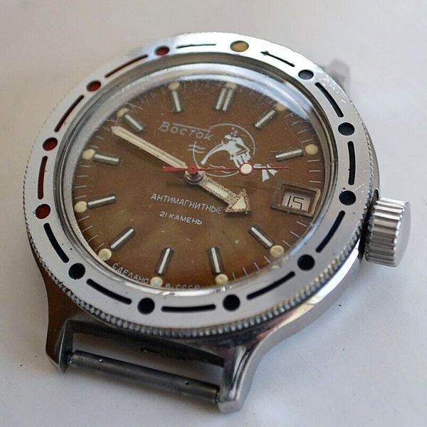 SOVIET RUSSIAN MILITARY WATCH VOSTOK SCUBA DIVER AMPHIBIAN CCCP USSR 80 ...