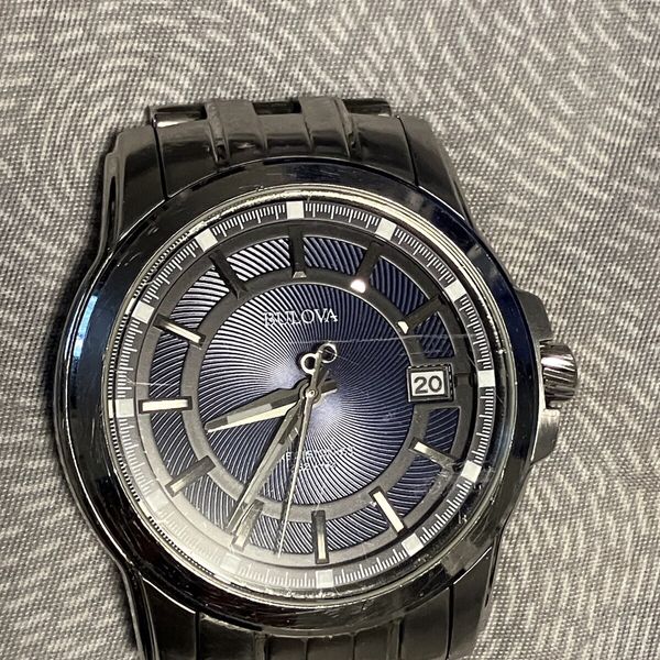 96B159 Bulova Precisionist Quartz Blue Dial Stainless Steel Men's Watch ...