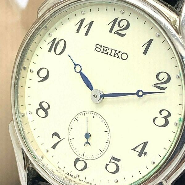 Seiko Vintage 7N07-9000 Quartz Men's Watch 35mm Sub Dial S. Steel Case ...
