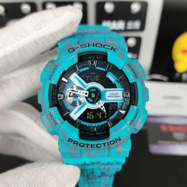 New G-Shock Teal Splatter Digital Quartz Men's Watch GA110SL-3A ...