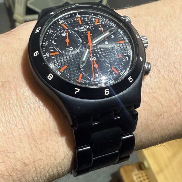 Swatch Irony Aluminium men's watch Chronograph SR936SW black Four ...