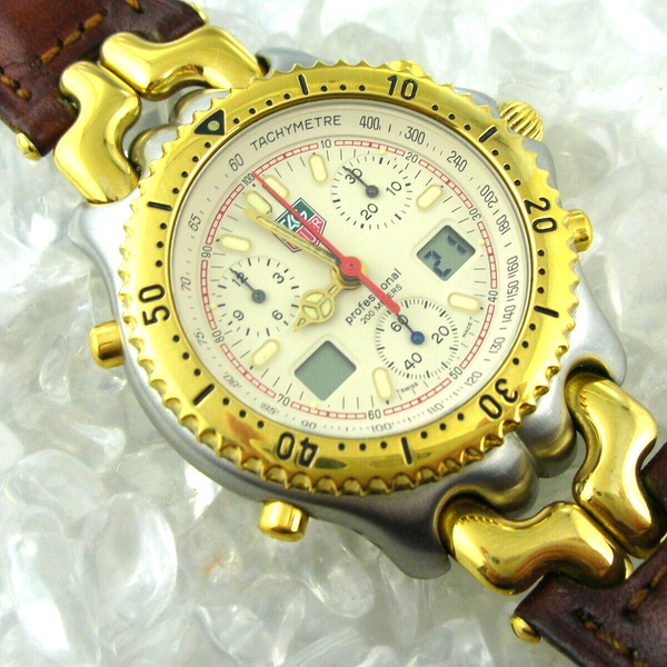 TAG HEUER SEL.s/el, CHRONOGRAPH 1/100, 18k gold plated, SENNA ORIGINAL ...