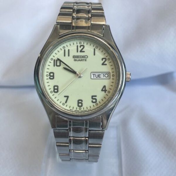 Vtg SEIKO 7N43-9048 Lumibrite [Glow in the Dark] Dial Quartz Watch ...